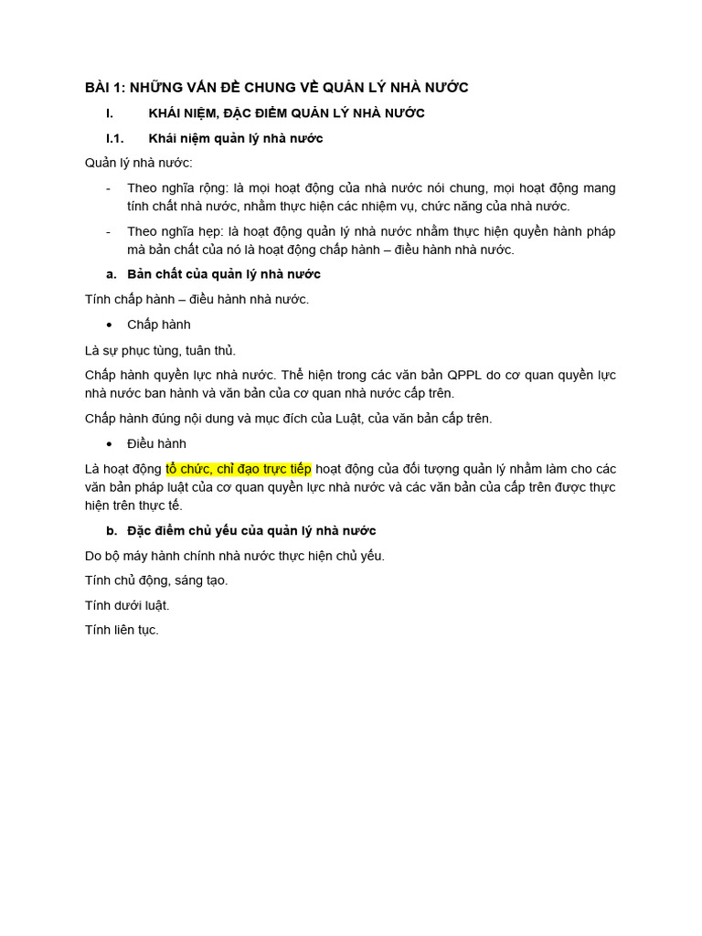 Bai 1. Nhung Van de Chung Ve Quan Ly Nha Nuoc | PDF