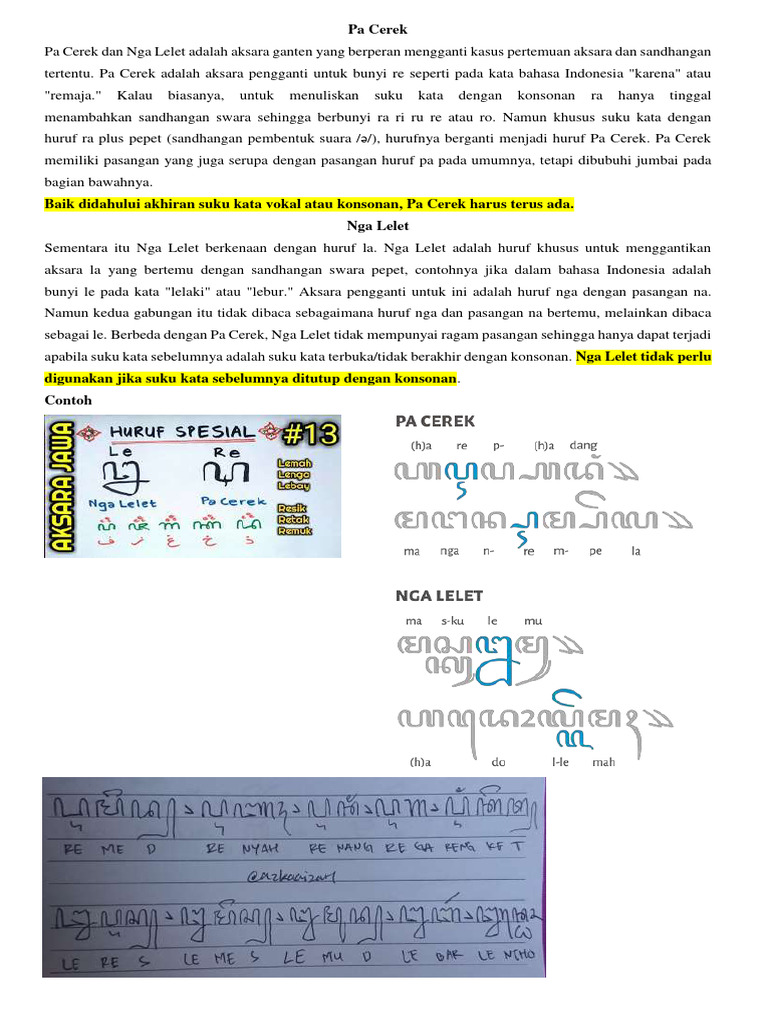 Pa Cerek Dan Nga Lelet | PDF | Seni & Disiplin Bahasa