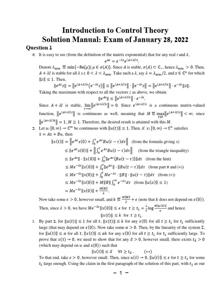 0512.3543.2022a1 sol | PDF | Control Theory | Mathematical Objects