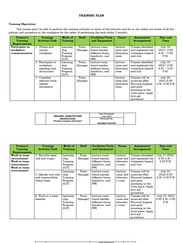 Training Plan | PDF | Personal Protective Equipment | Laboratories