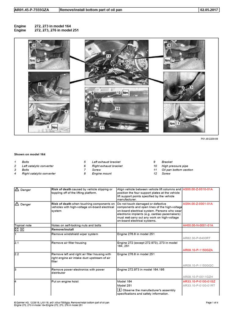 R&I Oil Pan Bottom 272 & 273 Eng. | PDF | Screw | Axle