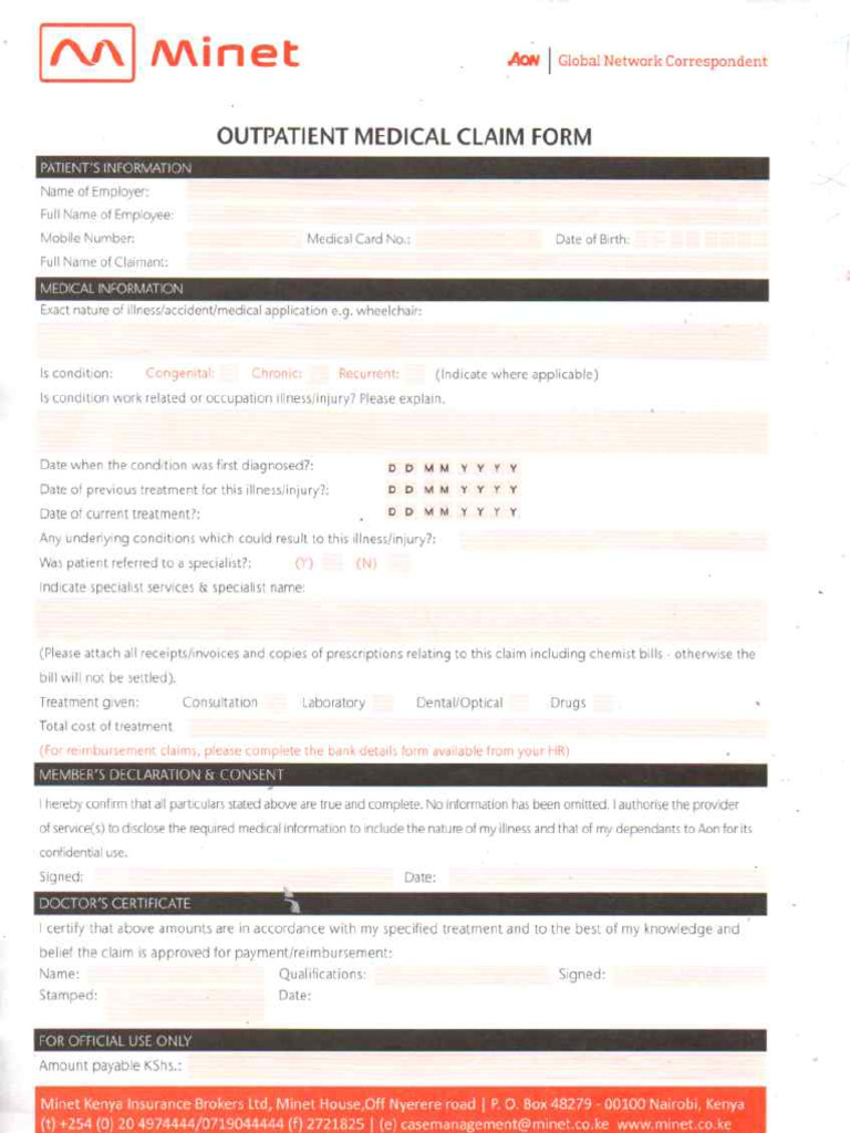 Minet Corporate Claim Form20230802 | PDF