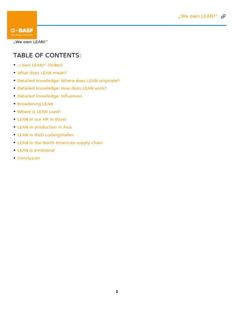 How BASF Apply Lean - We Own Lean BASF | PDF | Lean Manufacturing ...