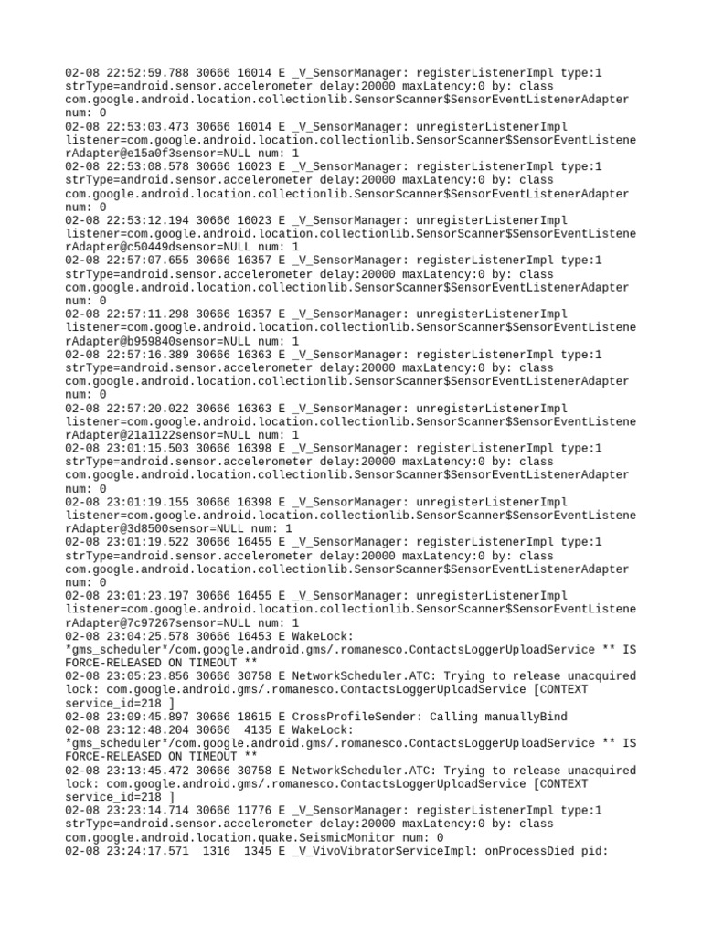 Android Sensor Manager Logs Analysis | PDF
