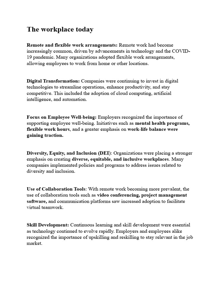 The Workplace Today - M, 1,2,3 | PDF | Psychotherapy | Mental Health