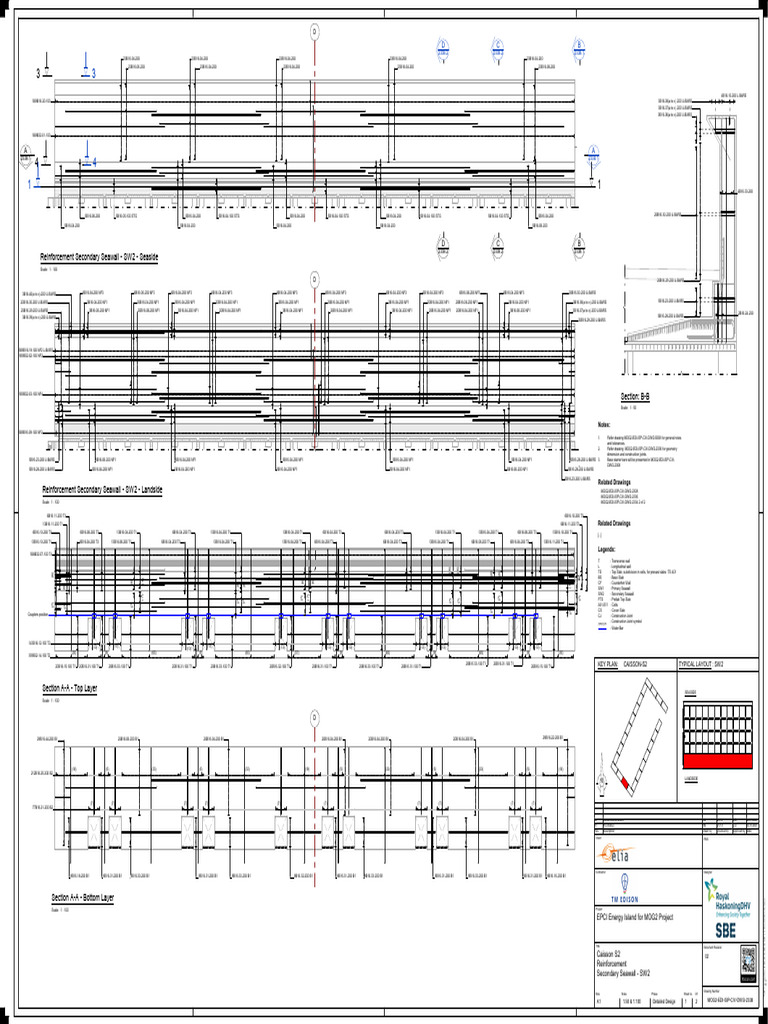 MOG2-EDI-ISP-CIV-DWG-2338 - (02) - PDF-DD-Caisson S2 - Reinforcement - Secondary Seawall SW2 | PDF