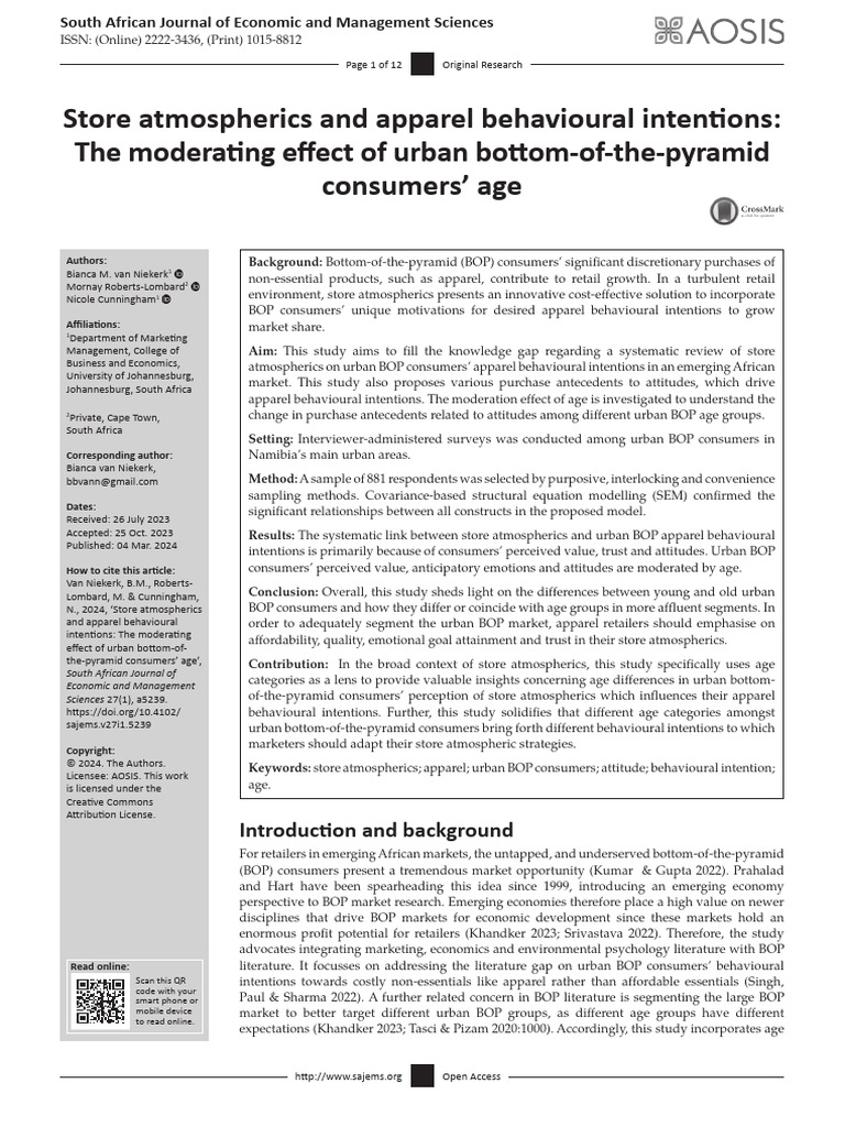 Store Atmospherics and Apparel Behavioural Intenti | PDF | Behavior ...
