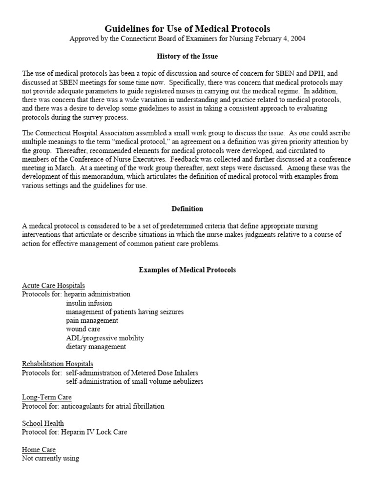 Guidelines For Use of Medical Protocols: History of The Issue | PDF ...
