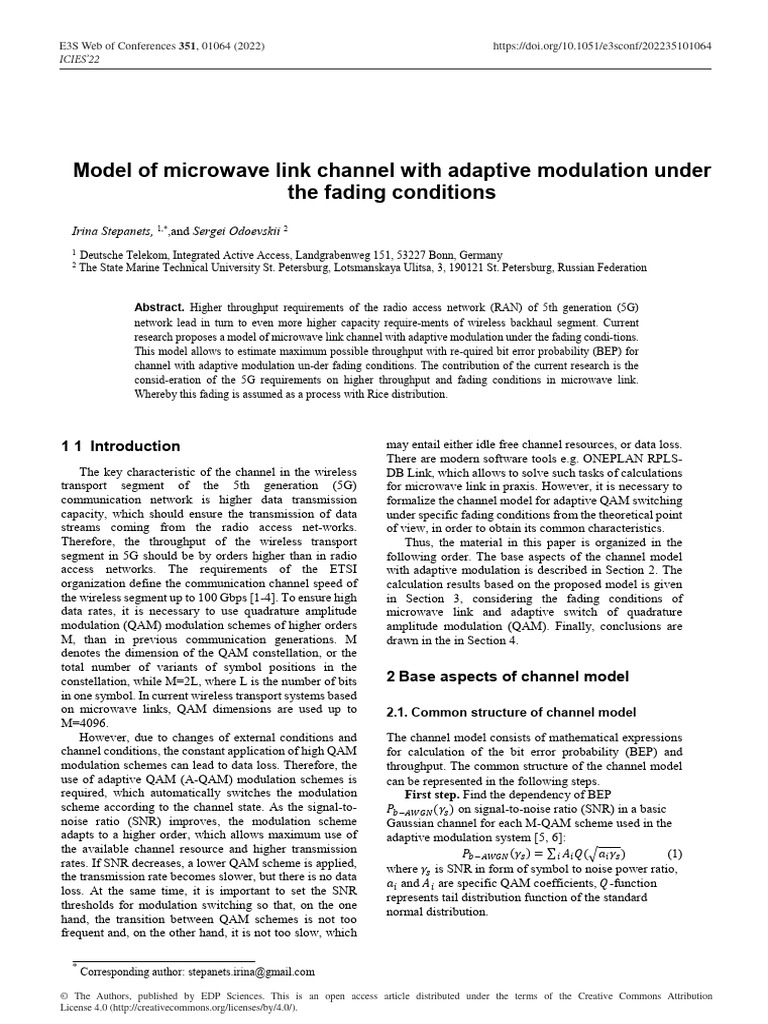 Acm-Microwave Link | PDF | Modulation | Signal To Noise Ratio