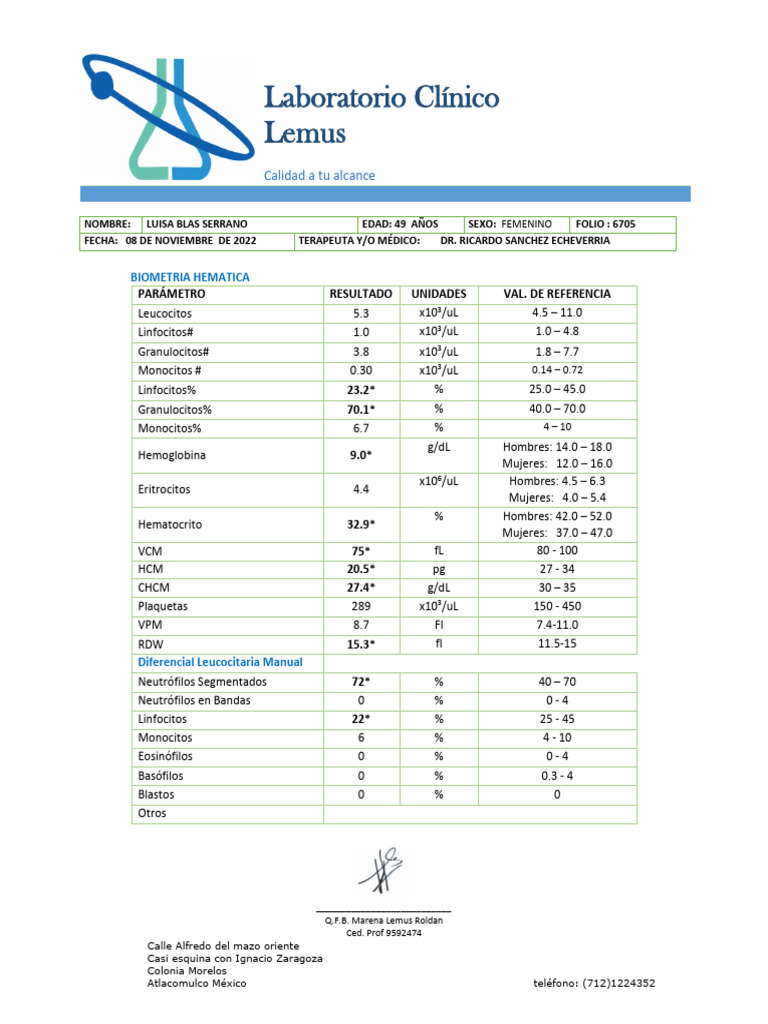 6505 BH QS Tiempos | PDF | Leucocito | Medicina CLINICA