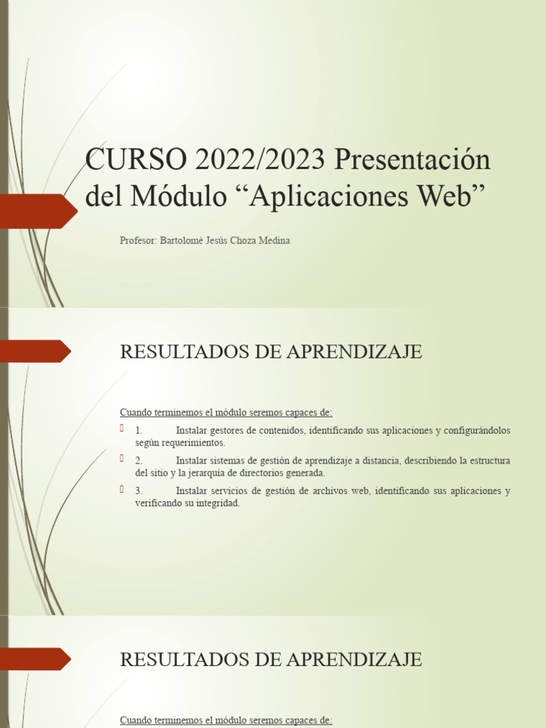 Presentación Del Módulo Aplicaciones Web | PDF