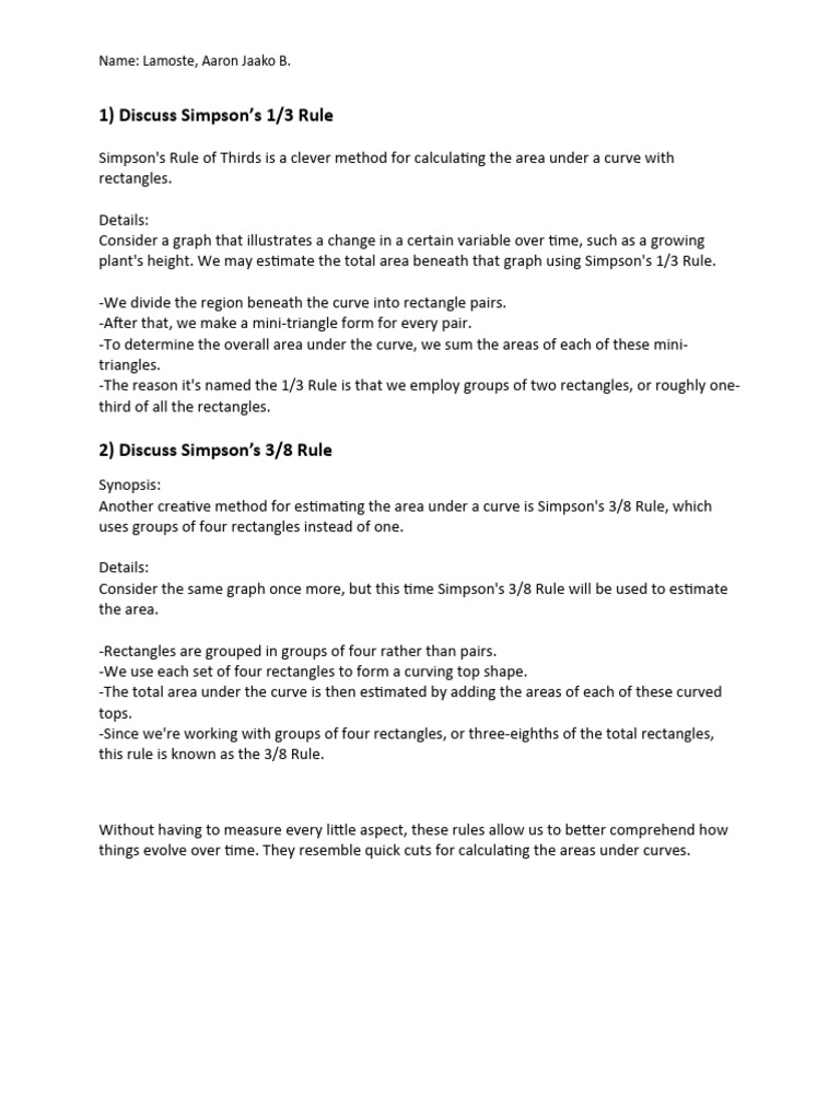 Understanding Simpson's 1/3 and 3/8 Rules | PDF