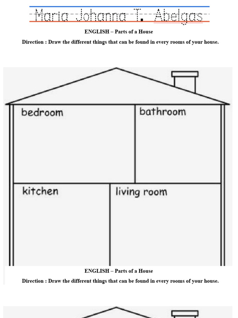 ENGLISH - Parts of The House Drawing | PDF | Foreign Language Studies ...