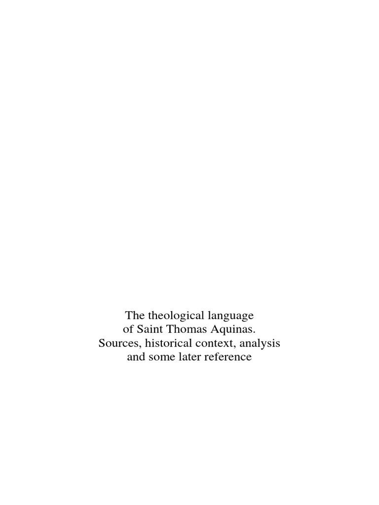 Theological Language of Saint Thomas Aquinas | PDF | Plato | Aristotle