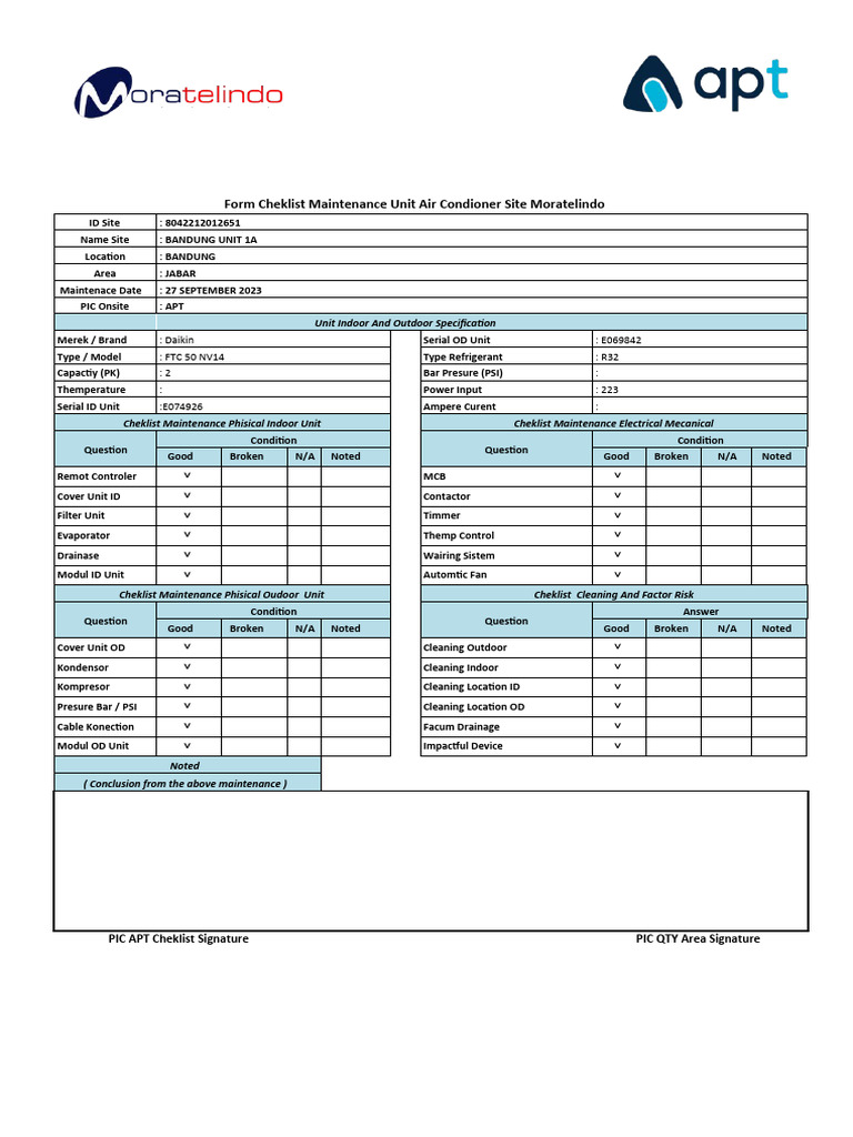 Ceklis Ac Splitwall | PDF | Heat Transfer | Home Appliance