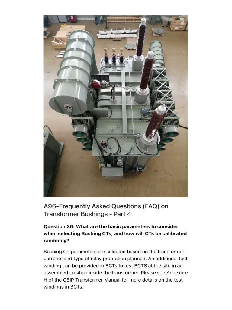 Transformer Bushing FAQs | PDF | Transformer | High Voltage