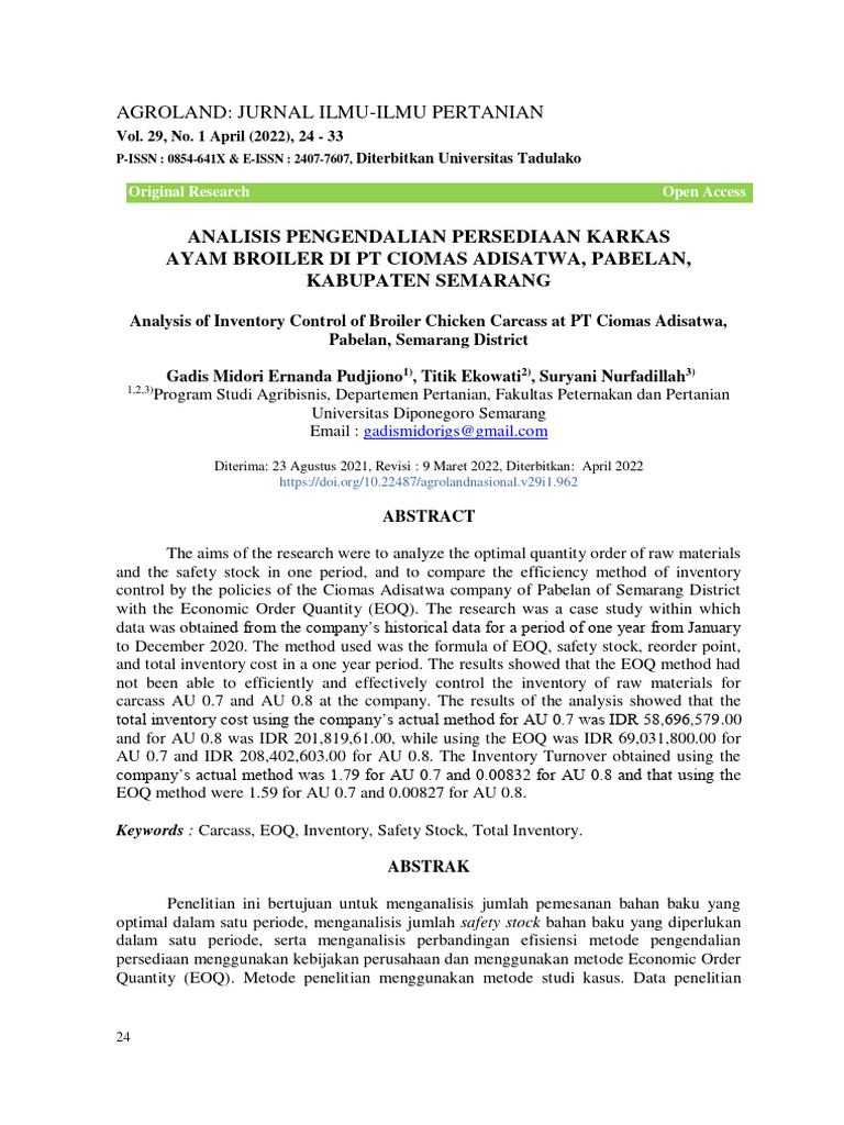 Analisis Pengendalian Persediaan Karkas | Download Free PDF | Financial Economics | Inventory