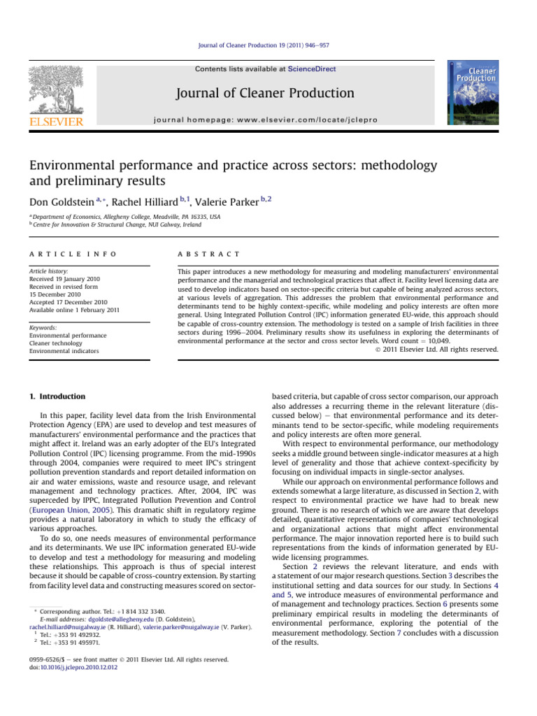 Environmental Performance and Practice Across Sectors | PDF | Air ...