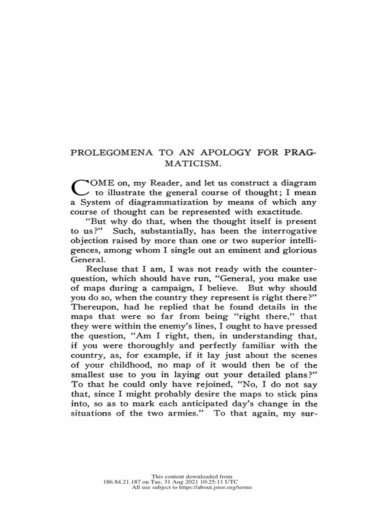 Diagrammatic Thought in Pragmaticism | PDF | Logic | Thought