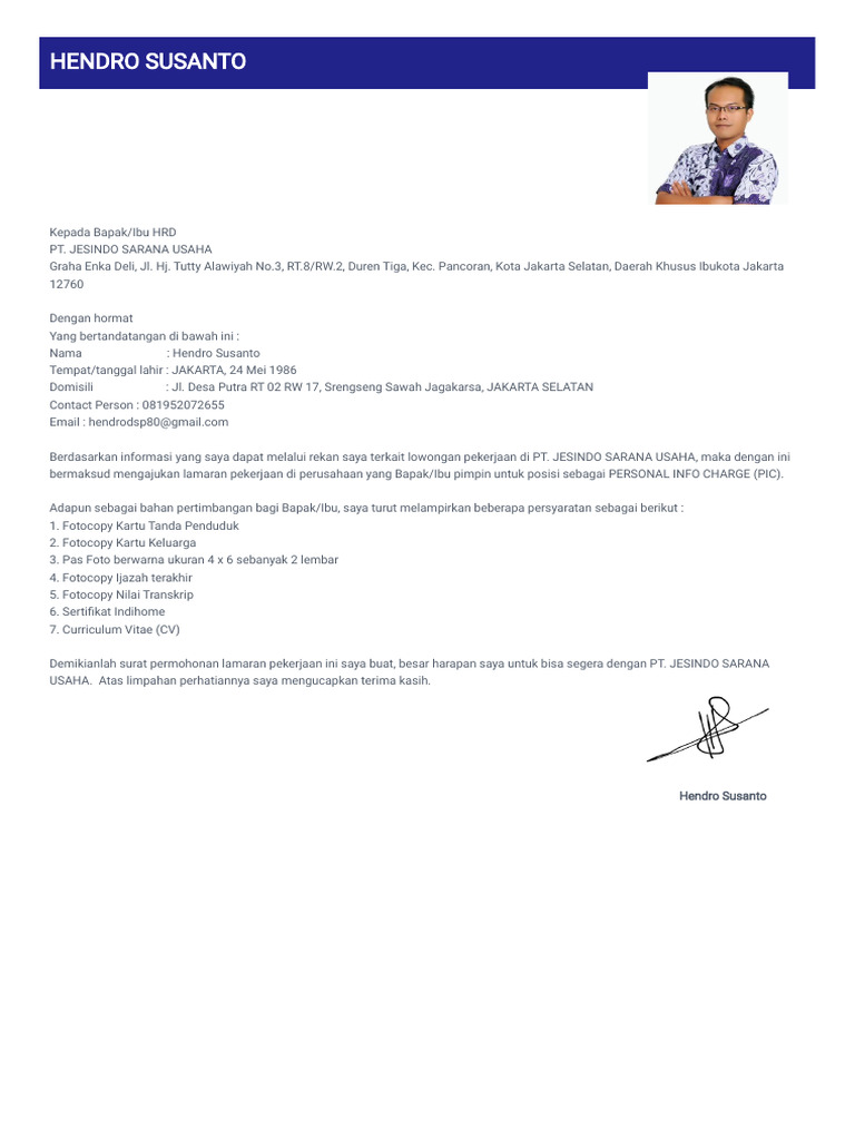 CV Dan Lamaran Kerja 2024 | PDF