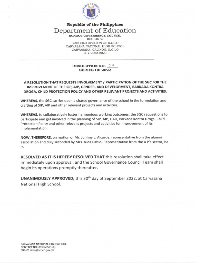 Fi12 Resolution 1.1 | PDF