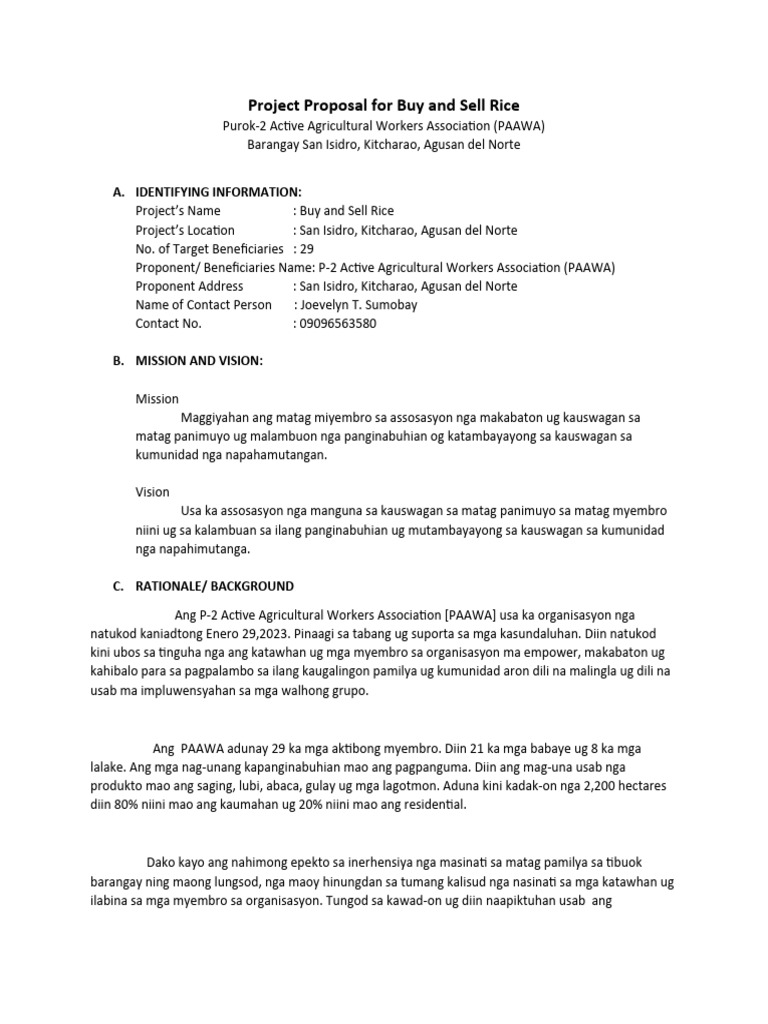 Project Proposal for Rice Trading | PDF