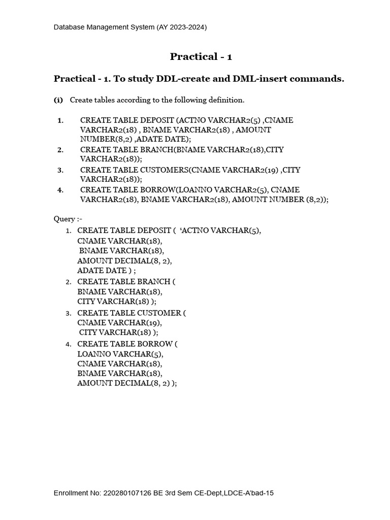 DBM S Practicals | PDF | Databases | Data Management Software