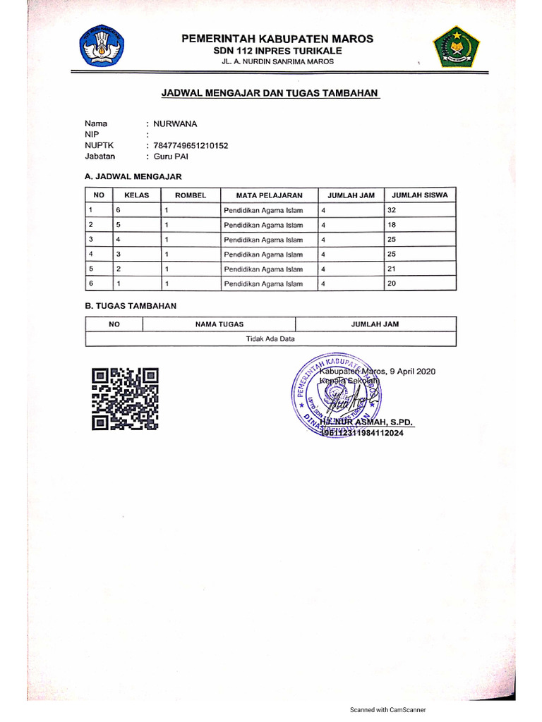 Jadwal Dan Tugas Tambahan Pdf