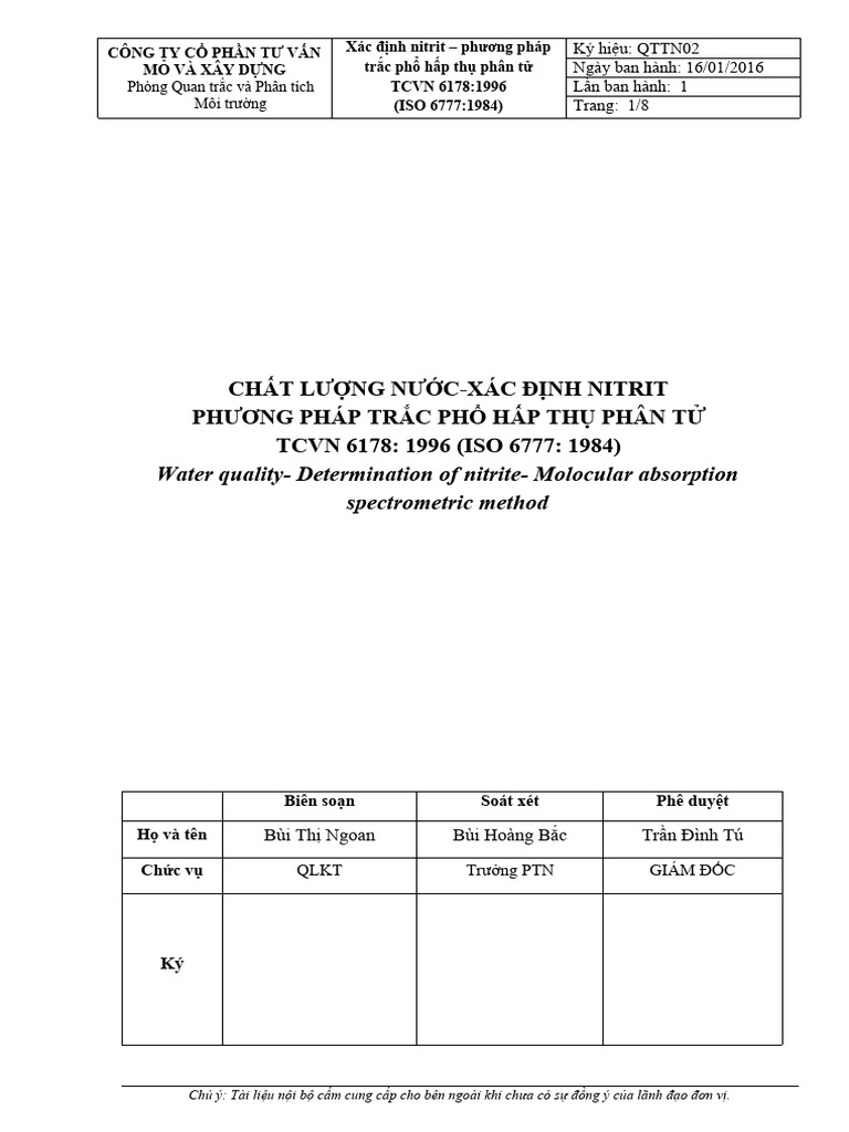SOP NO2 - TCVN 6178-1996 Finish | PDF