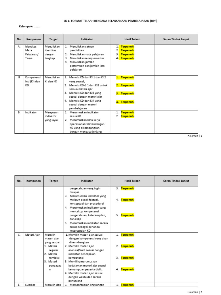 LK 4. - Telaah RPP | PDF | Karier & Perkembangan | Bisnis