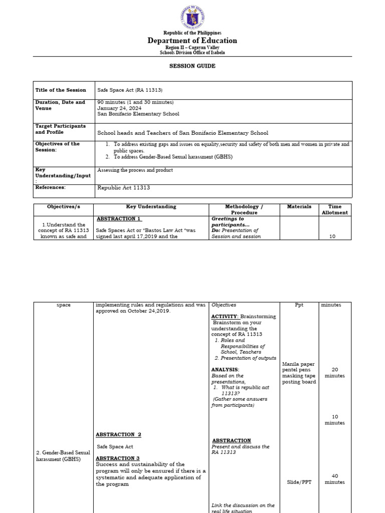 Safe Spaces Act Session Guide | PDF