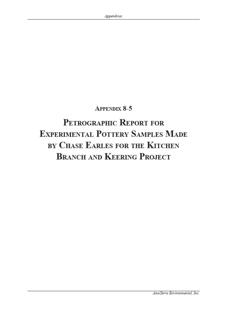 Appendix 8-5 Petrographic Report For Expermiental Pottery Samples | PDF ...