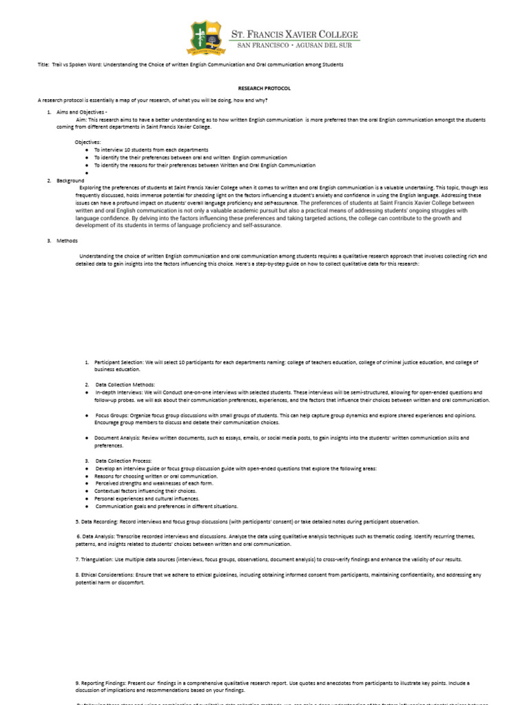 Research Protocol Trail vs Spoken | PDF | Focus Group | Qualitative ... Research Protocol Trail vs Spoken | PDF | Focus Group | Qualitative ...