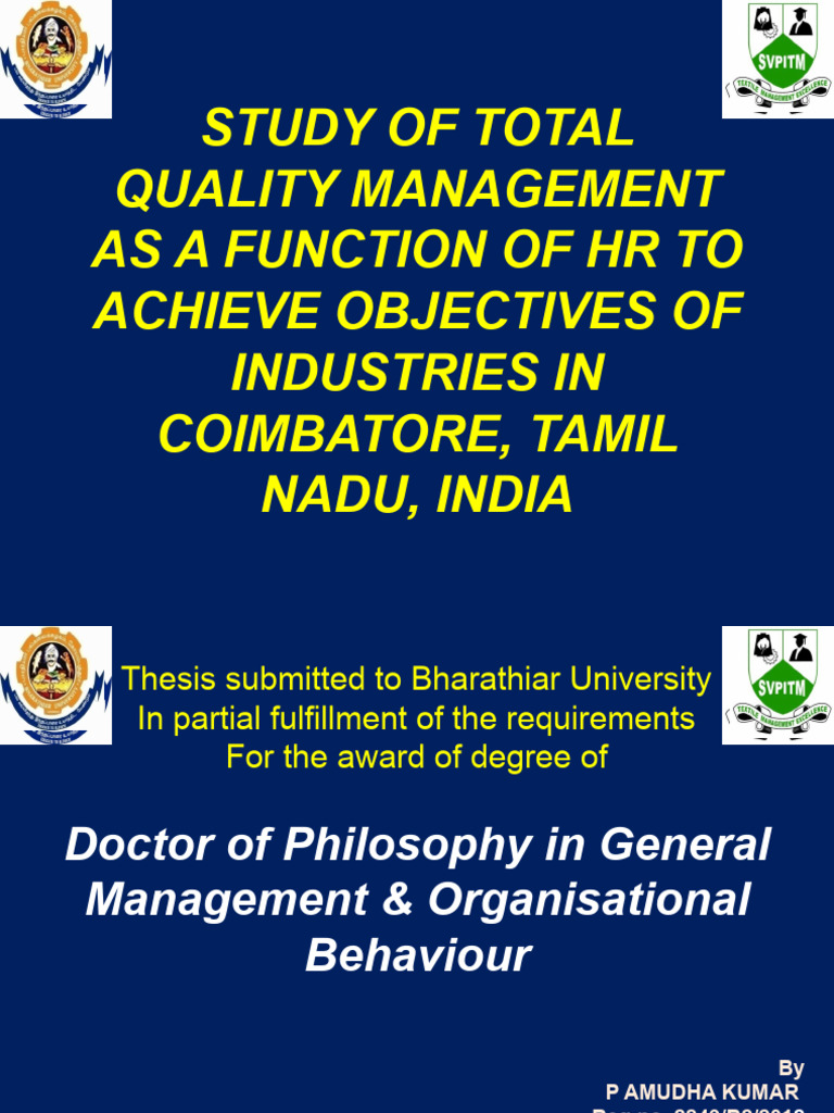 TQM and HRM Synergy in Coimbatore Industries | PDF | Factor Analysis ...