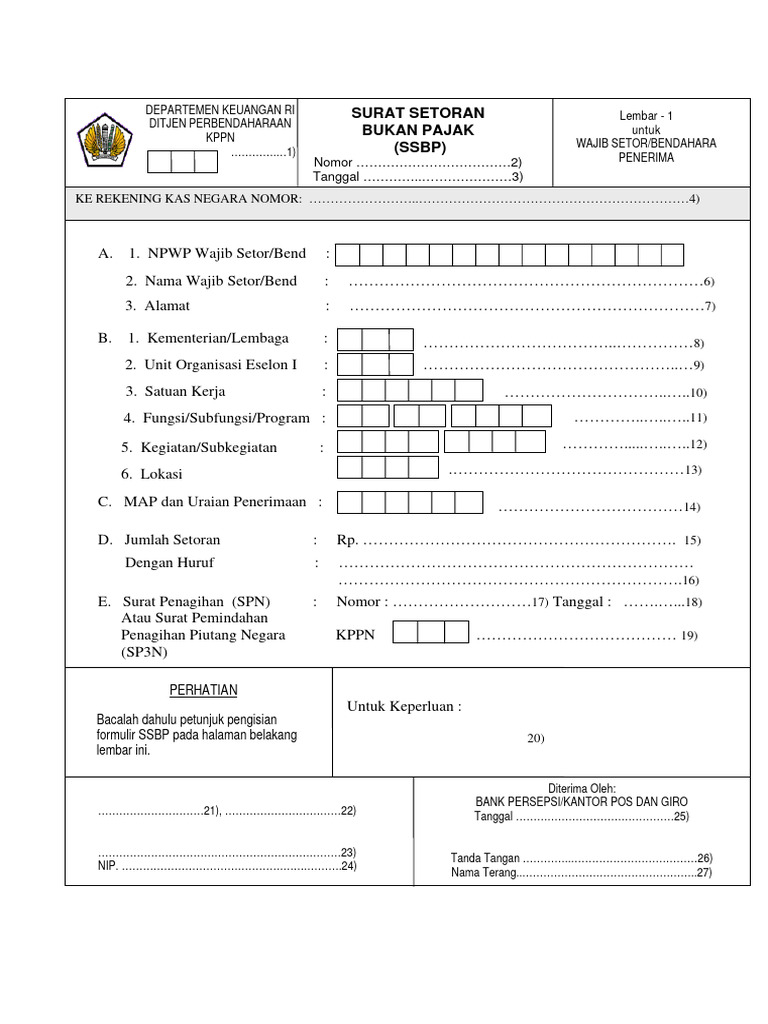 Petunjuk Pengisian SSBP | PDF