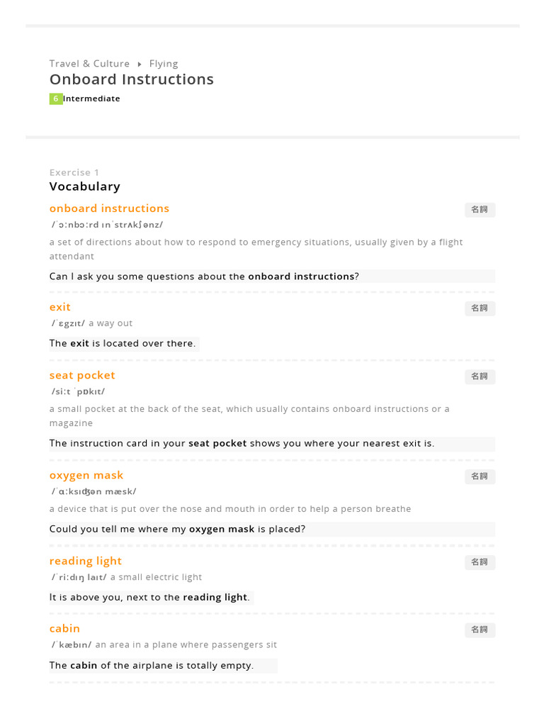 Onboard Instructions _ Engoo Taiwan | PDF | Flight Attendant | Aviation
