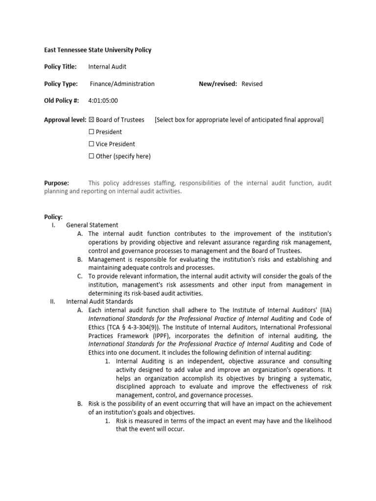 Internal Audit Policy | PDF | Internal Audit | Audit