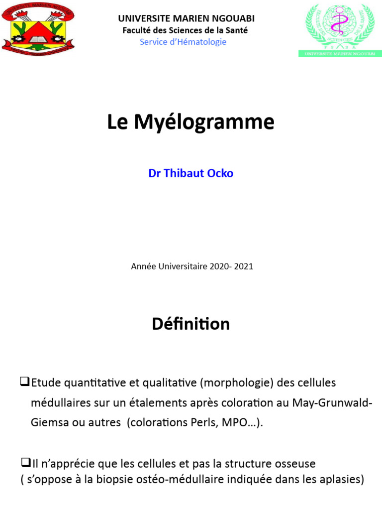 Myelogramme | PDF | Moelle osseuse | Hématopoïèse