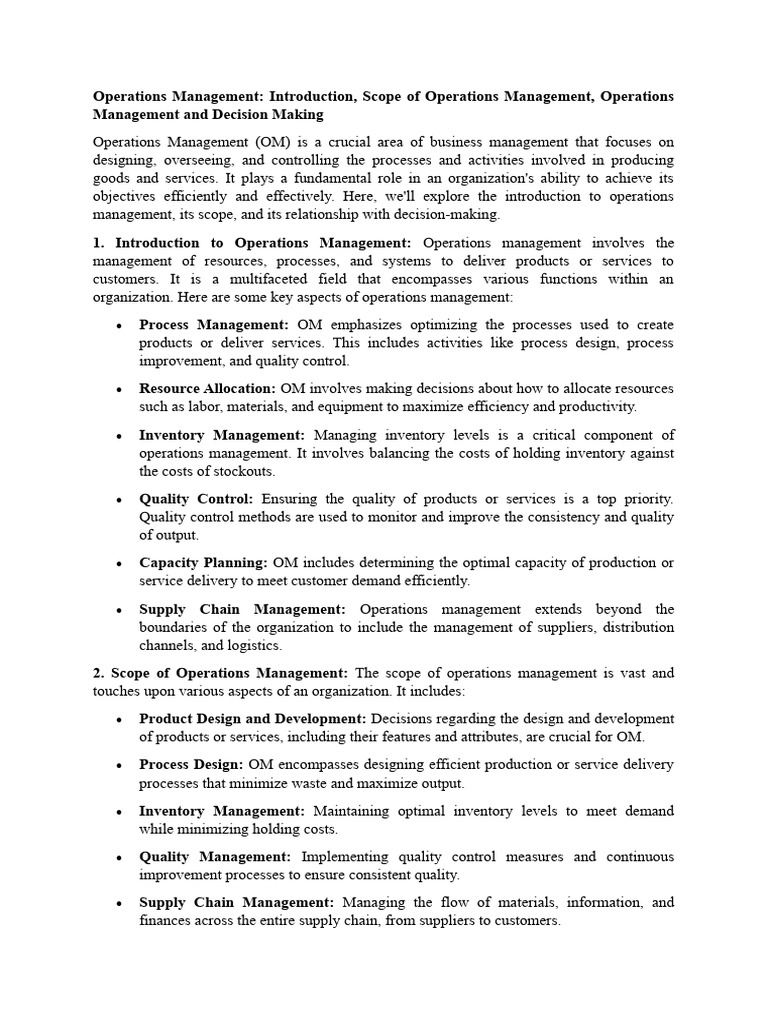 Unit 1 | PDF | Strategic Management | Supply Chain