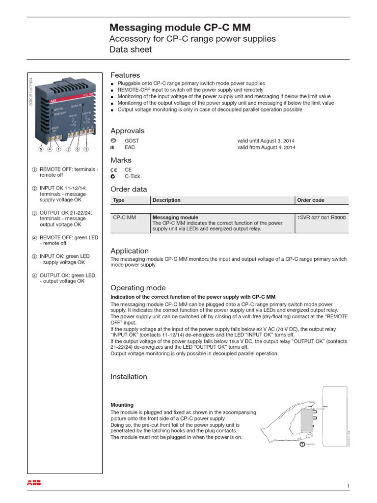 CP-C MM Messaging Module Overview | PDF | Power Supply | Relay