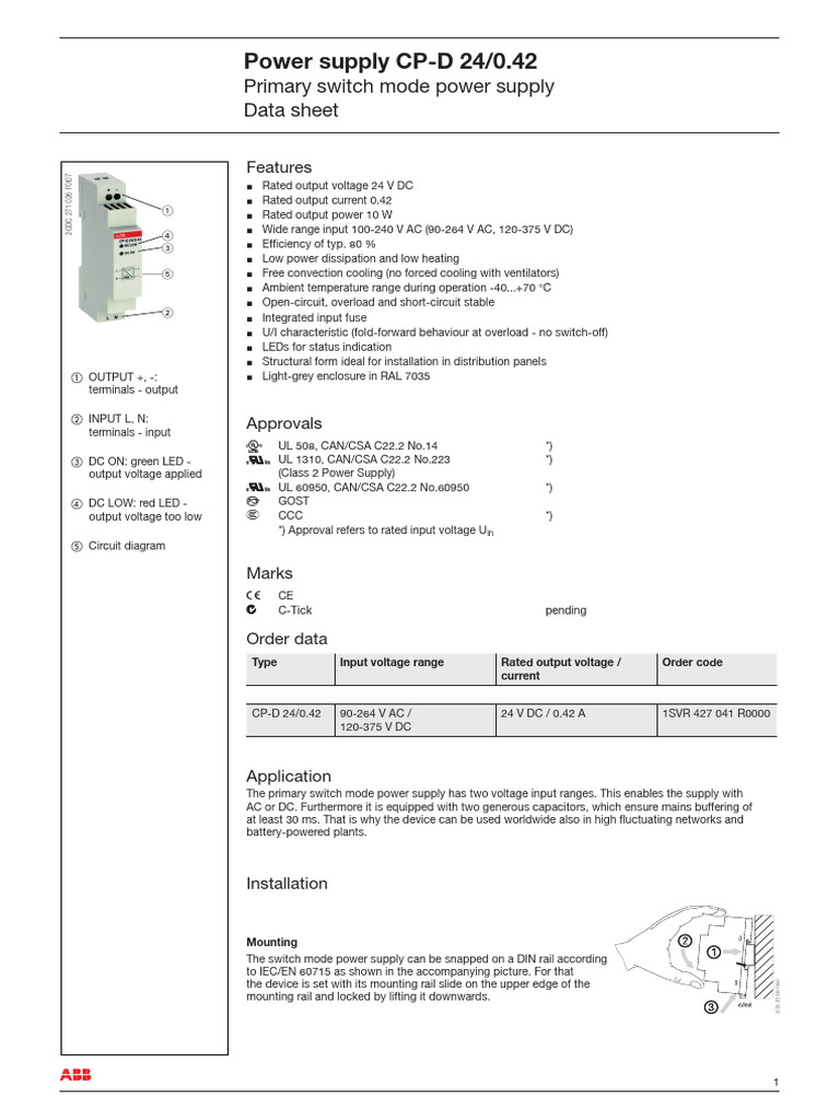 Power Supply Data Sheet | PDF | Power Supply | Alternating Current