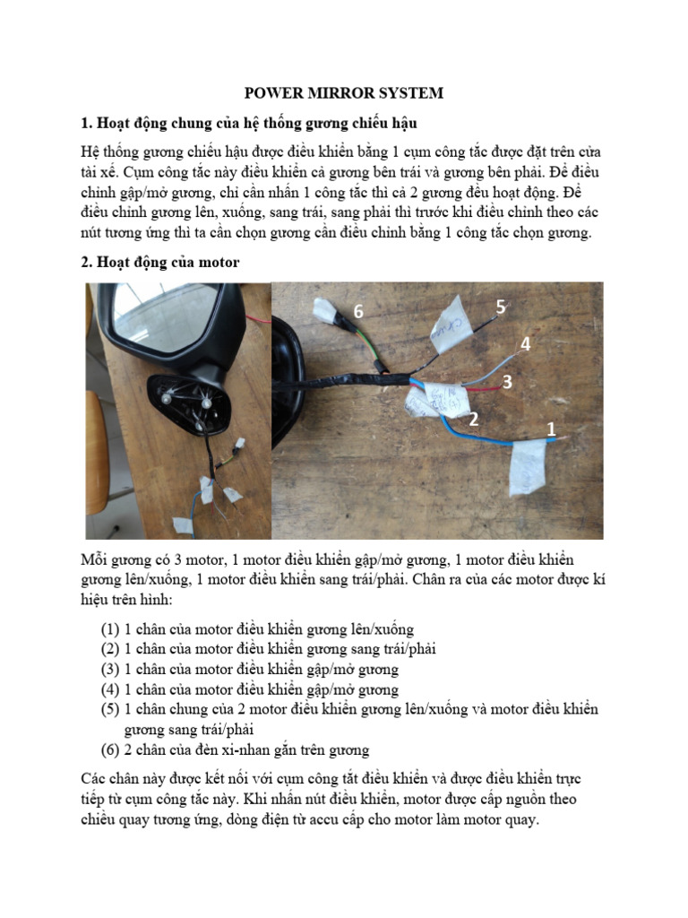 Power Mirror System 1. Hoạt động chung của hệ thống gương chiếu hậu | PDF