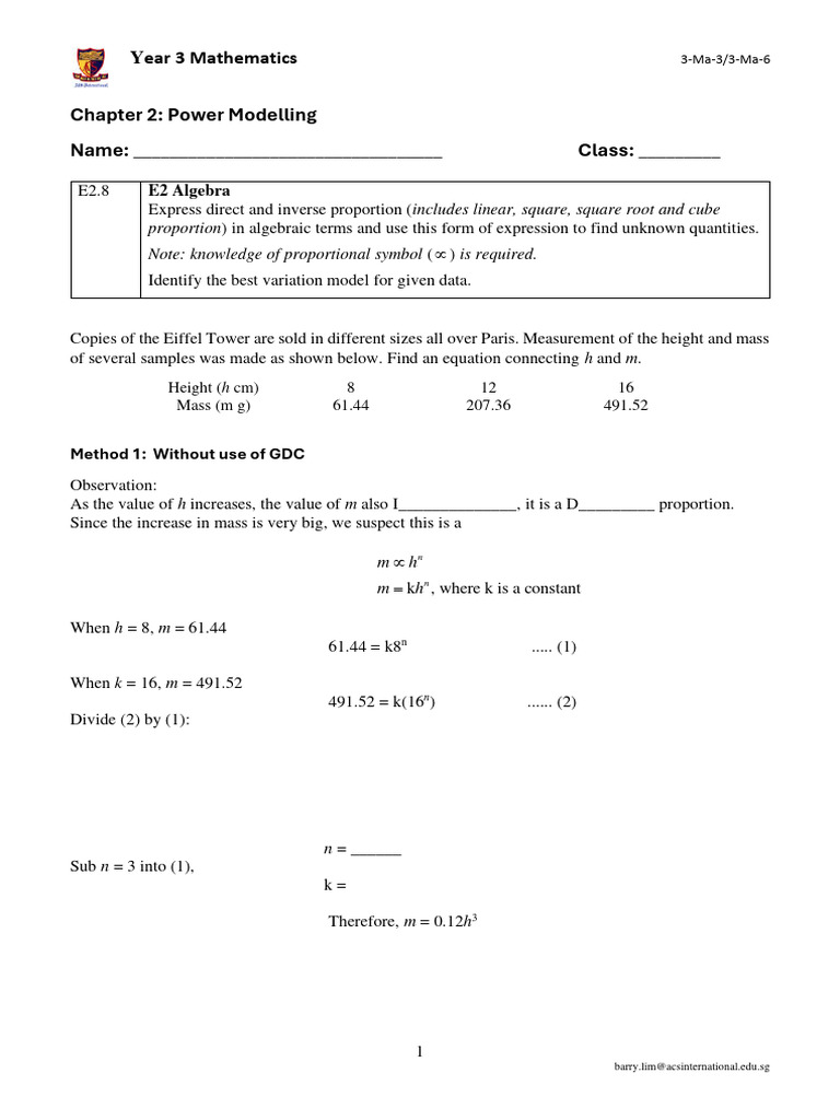 2 Variations (Power Modelling) Notes- Student | PDF 2 Variations (Power Modelling) Notes- Student | PDF