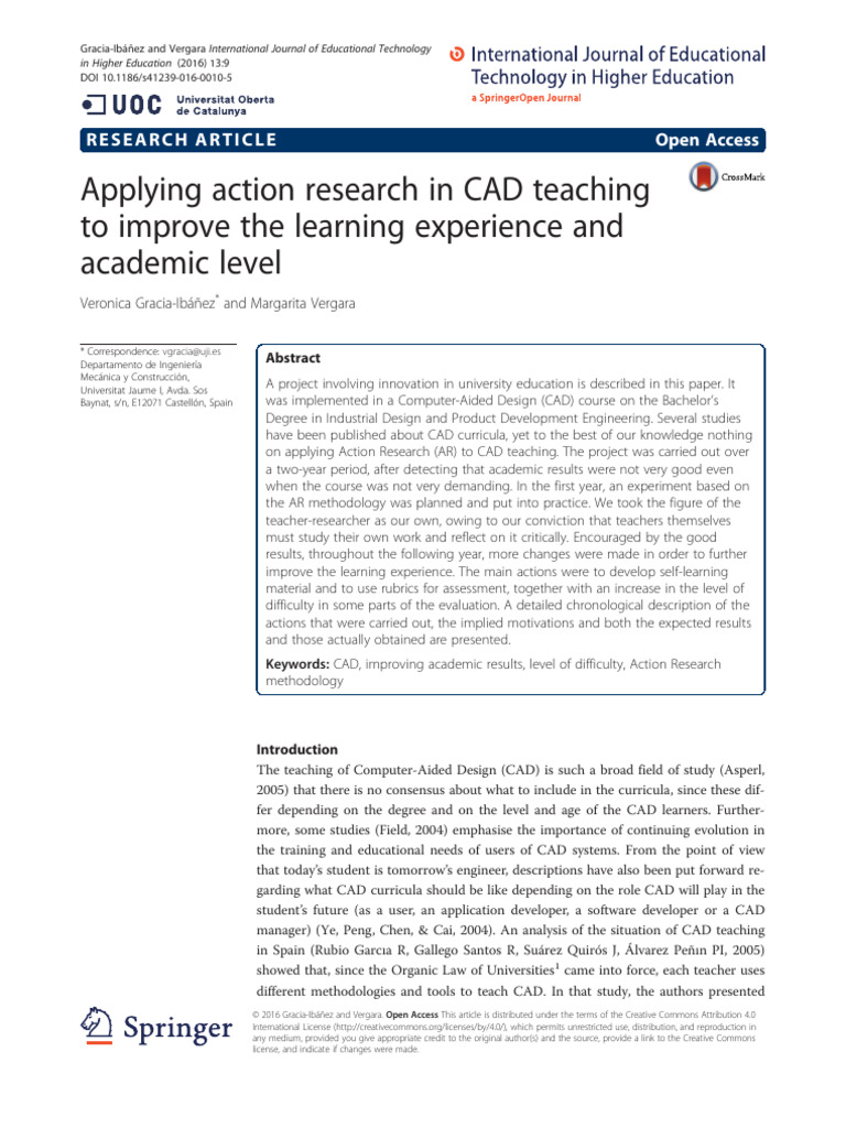 Applying Action Research in CAD Teaching To Enchance Learning Experience and Academic Level ...