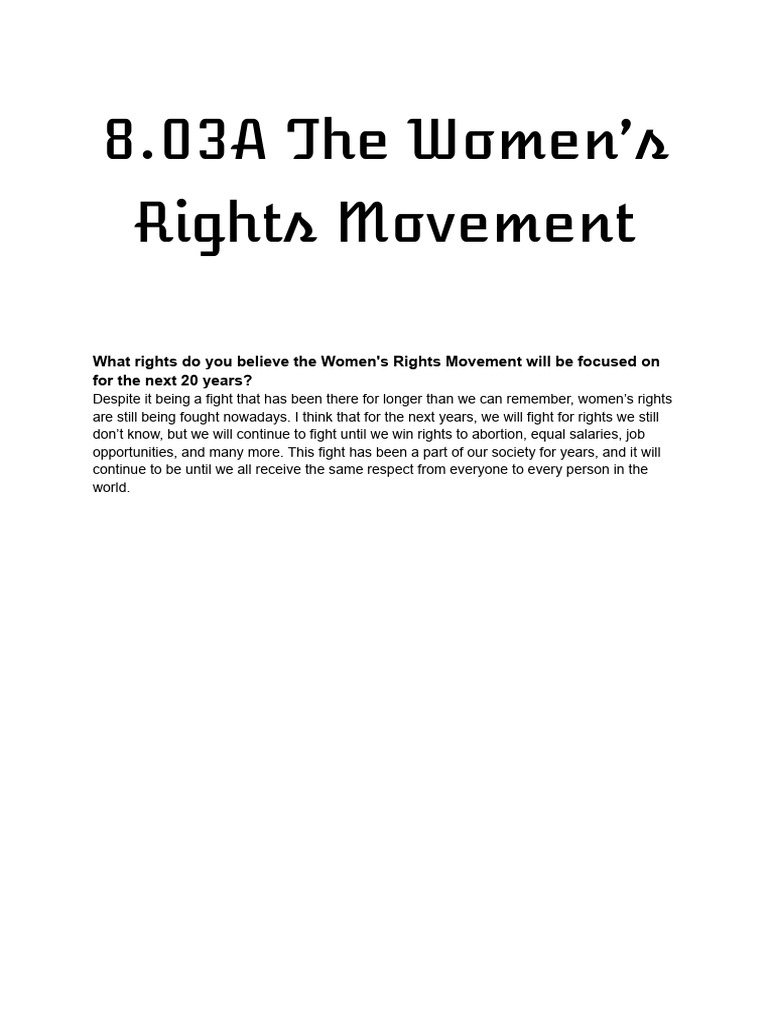 Future Focus of Women's Rights Movement | PDF | Politics | Social Science