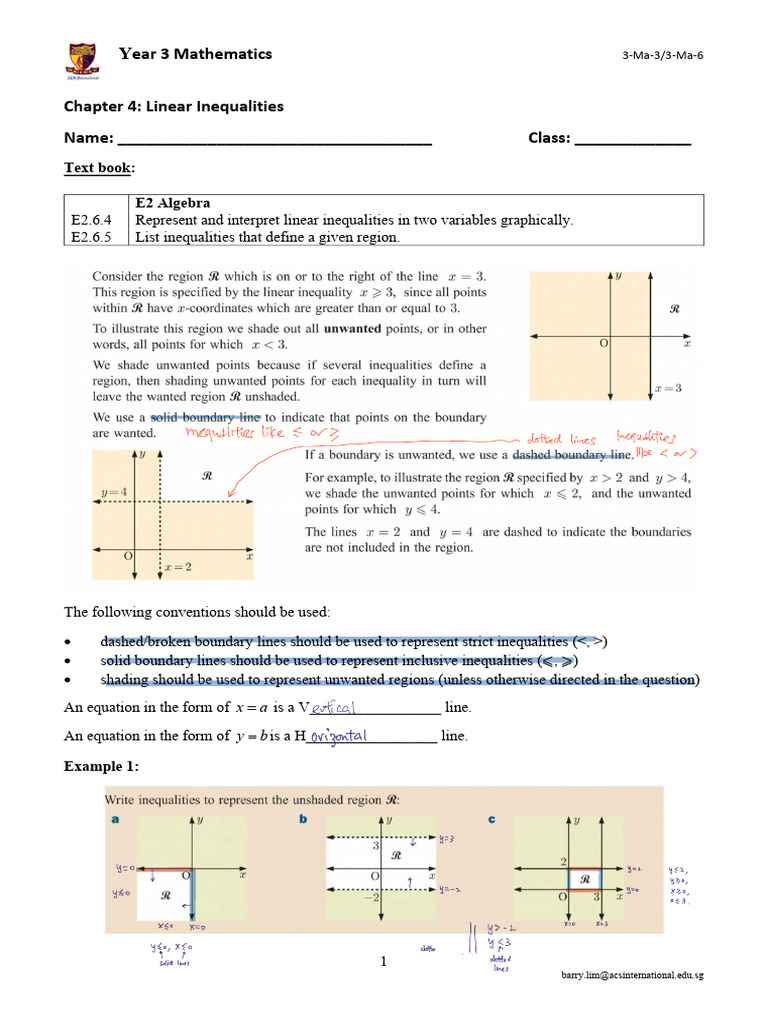 4 Linear Inequalities Notes COMPLETED - Student | Download Free PDF ...