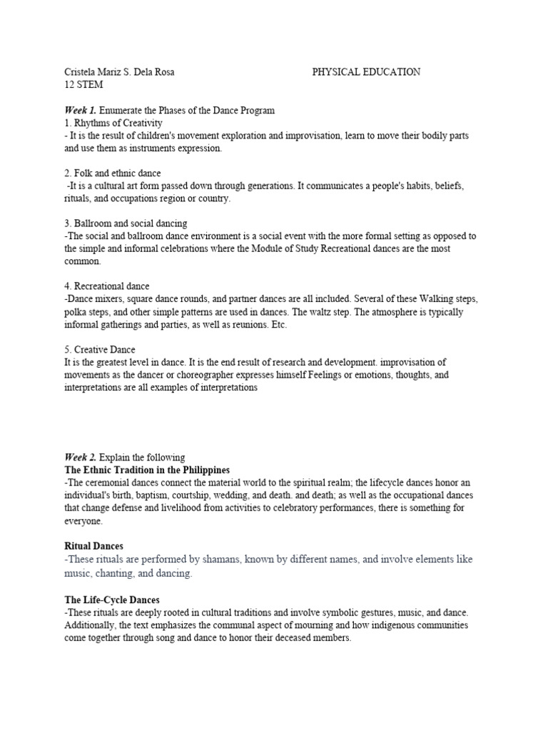 Physical Education | PDF | Dances | Ballroom Dance