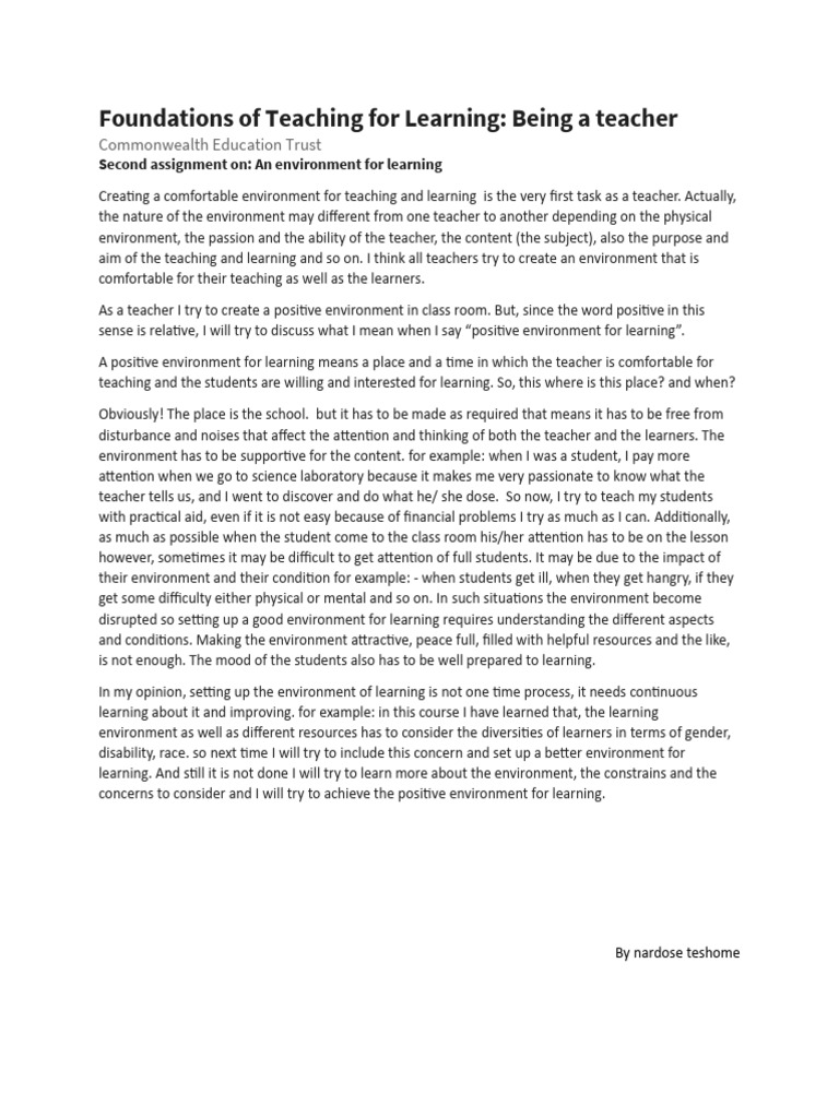 Creating a Positive Learning Environment | PDF | Learning | Teachers