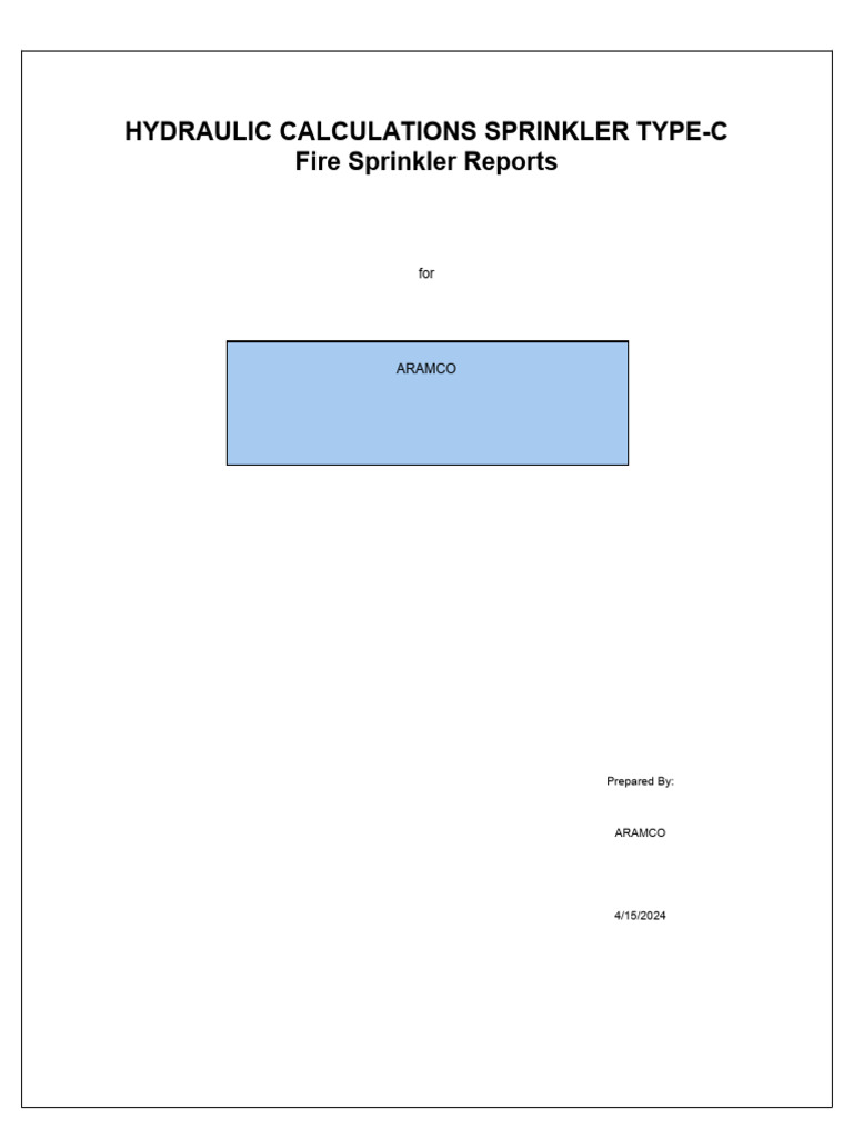 Hydraulic Calculations For SHUSHA For SPRINKLER - TYPE-C | PDF | Fire ...