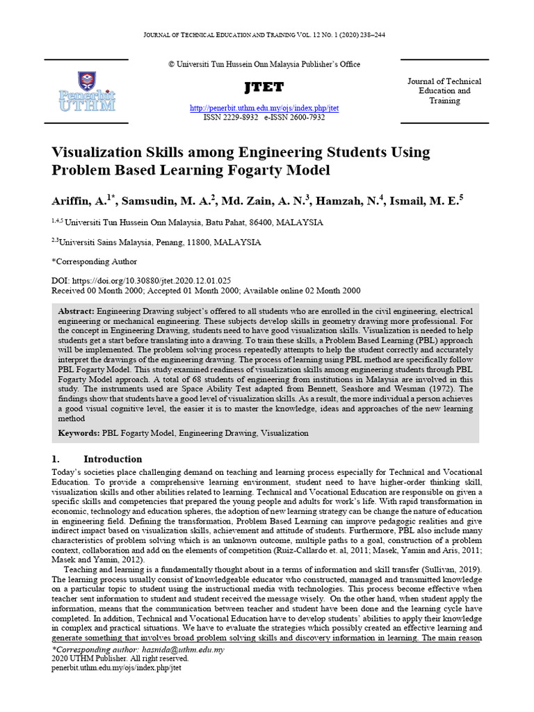 Visualization Skills Among Engineering Students Using Problem Based ...